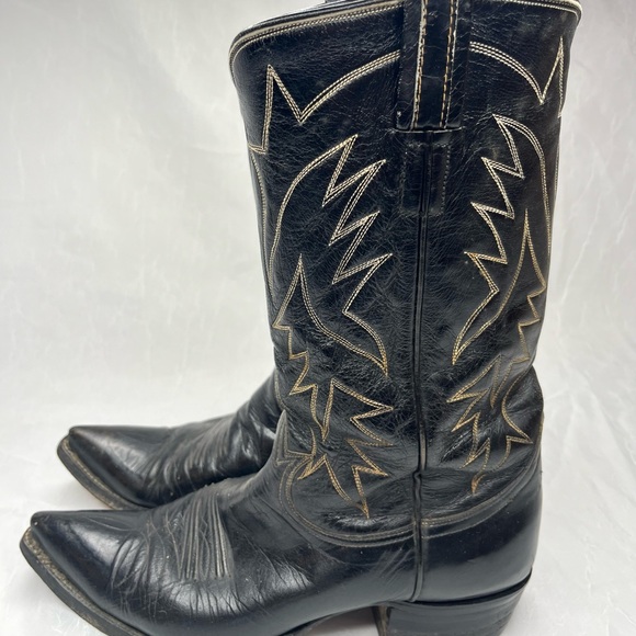 Tony Lama | Shoes | Vintage Tony Lama Embroidered Leather Black Western ...